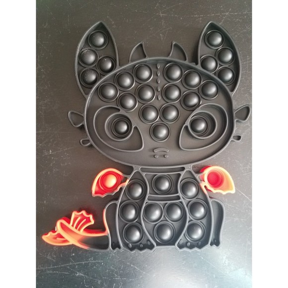 Fidget | Toys | Toothless Dragon Push Pop Bubble Silicone Sensory Black ...